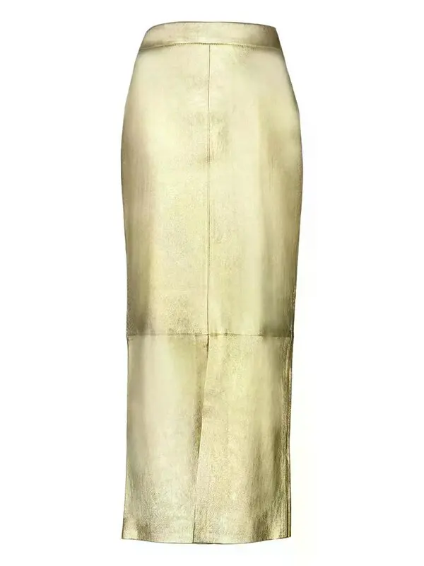 PAULA Metallic-effect Leather Straight Skirt