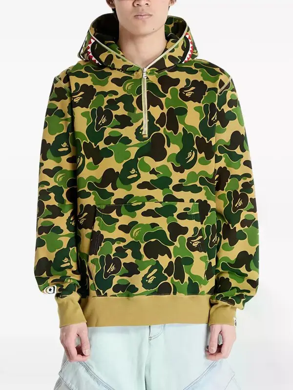 A BATHING APE Shark-pattern Half-zip Pullover
