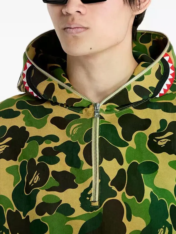 A BATHING APE Shark-pattern Half-zip Pullover