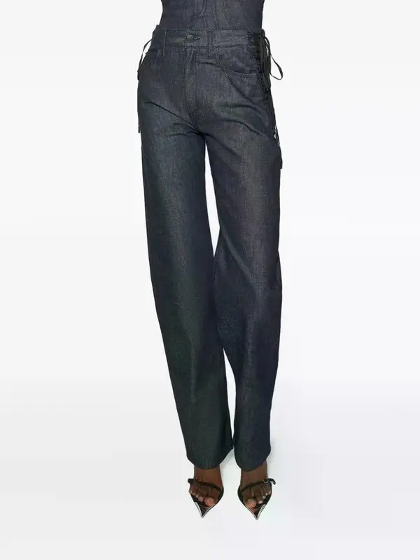 MUGLER Lace-up Straight Jeans