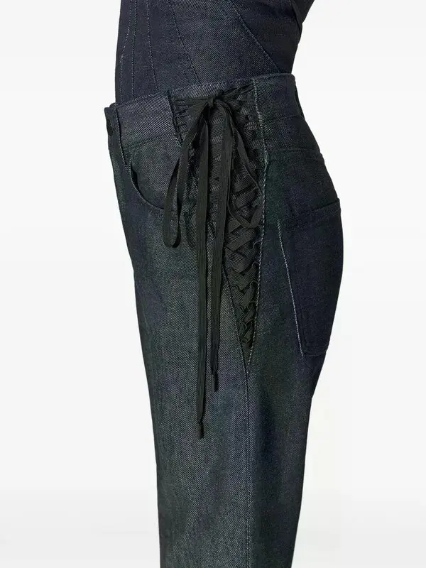 MUGLER Lace-up Straight Jeans