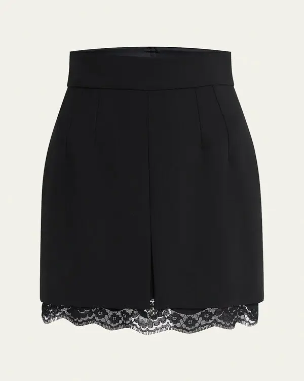 Dolce & Gabbana Lana Double Crepe Mini Skirt With Lace Trim