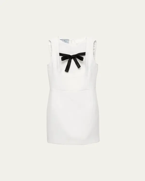 Prada Tela Natte Bow Sleeveless Mini Dress