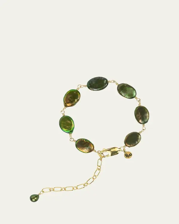 PRESLEY OLDHAM Leaf Pearl Bracelet - Whtgld