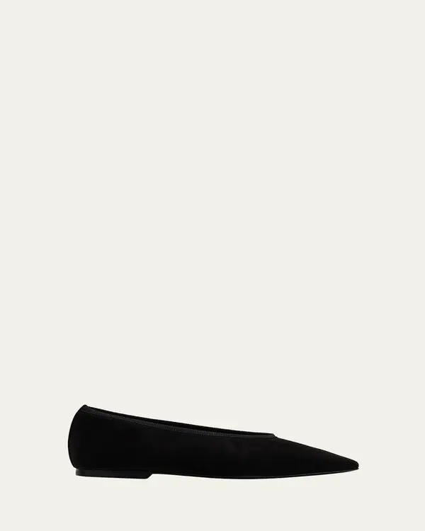 TOTEME Garderob Suede Ballerina Flats - Black