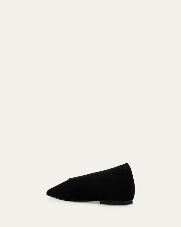 TOTEME Garderob Suede Ballerina Flats - Black