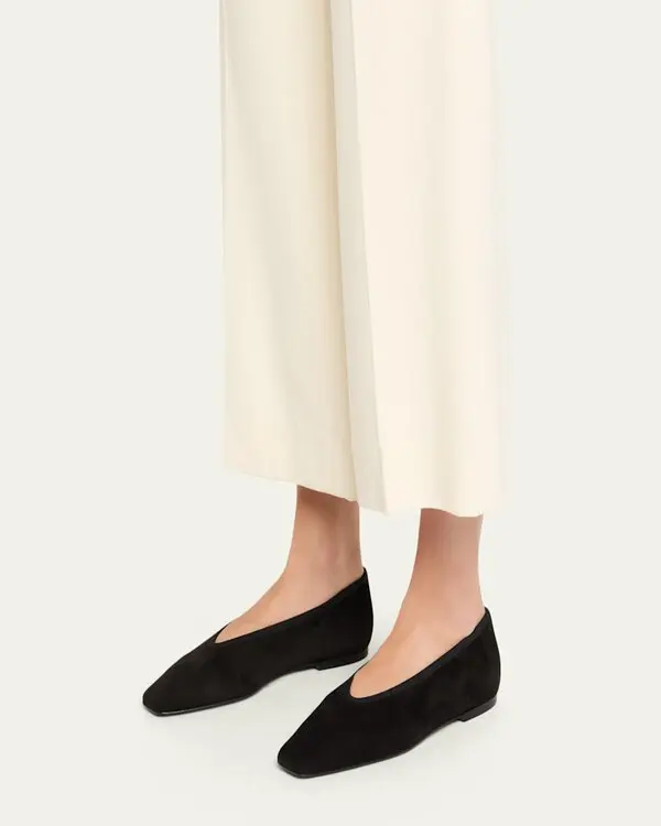 TOTEME Garderob Suede Ballerina Flats - Black