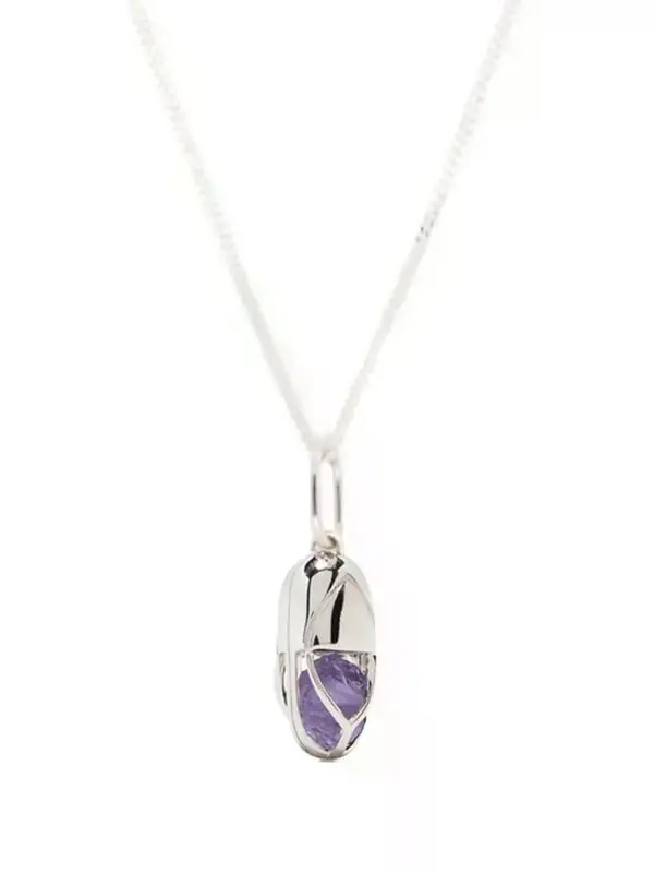 CAPSULE ELEVEN Capsule Amethyst Cabochon Pendant Necklace - Silver