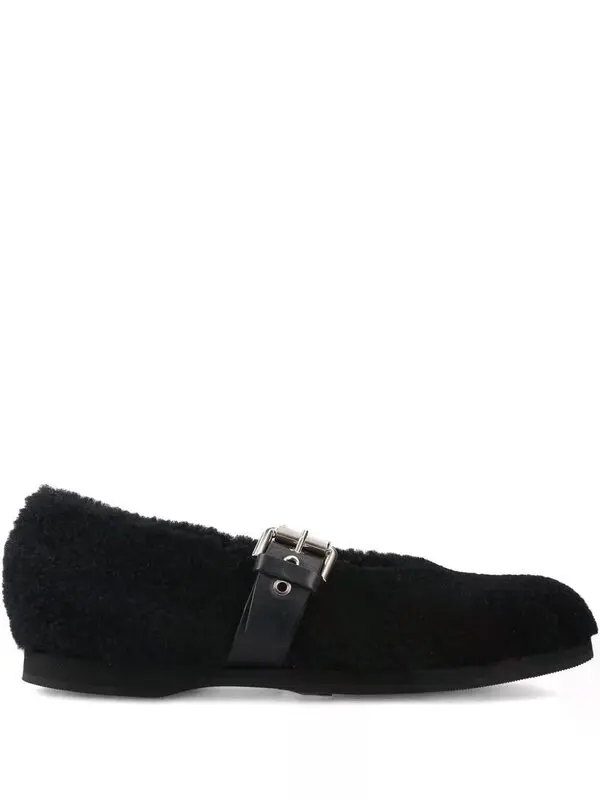 Premiata Buckle-fastening Shearling Ballet Flats