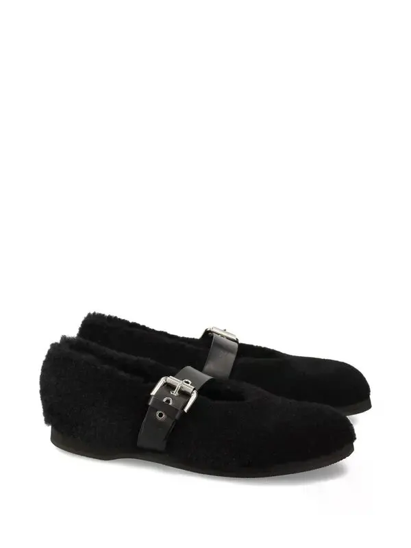 Premiata Buckle-fastening Shearling Ballet Flats