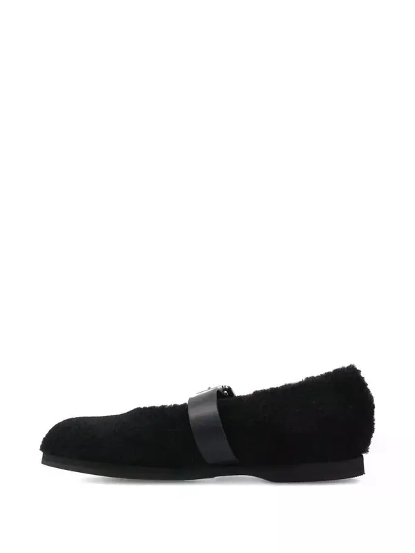 Premiata Buckle-fastening Shearling Ballet Flats