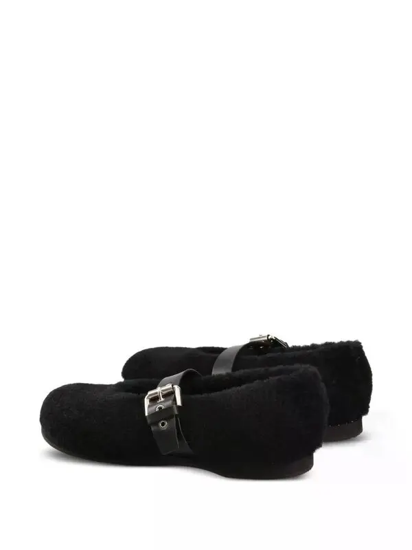 Premiata Buckle-fastening Shearling Ballet Flats