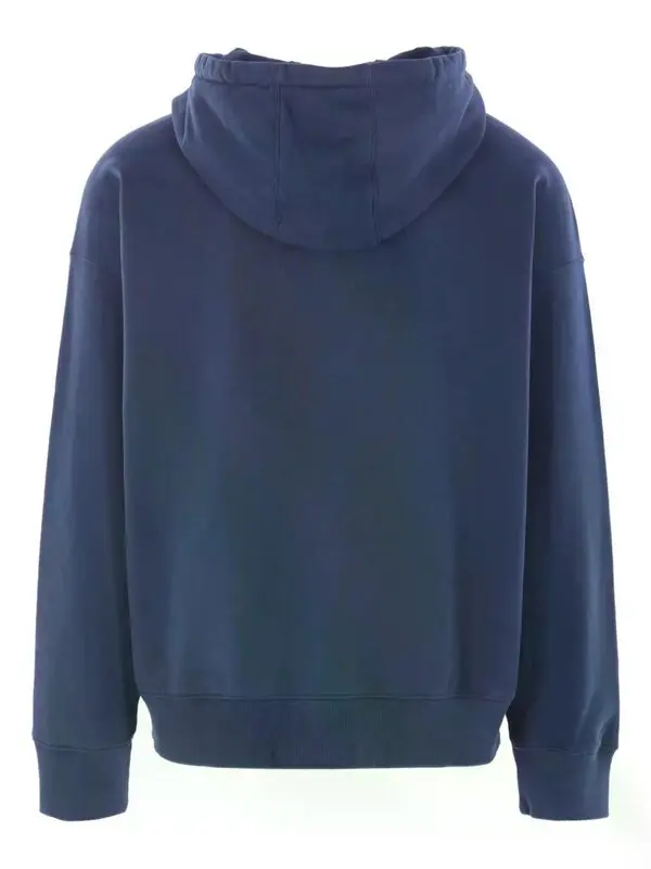 Maison Kitsuné Fox-print Cotton Hoodie - Blue