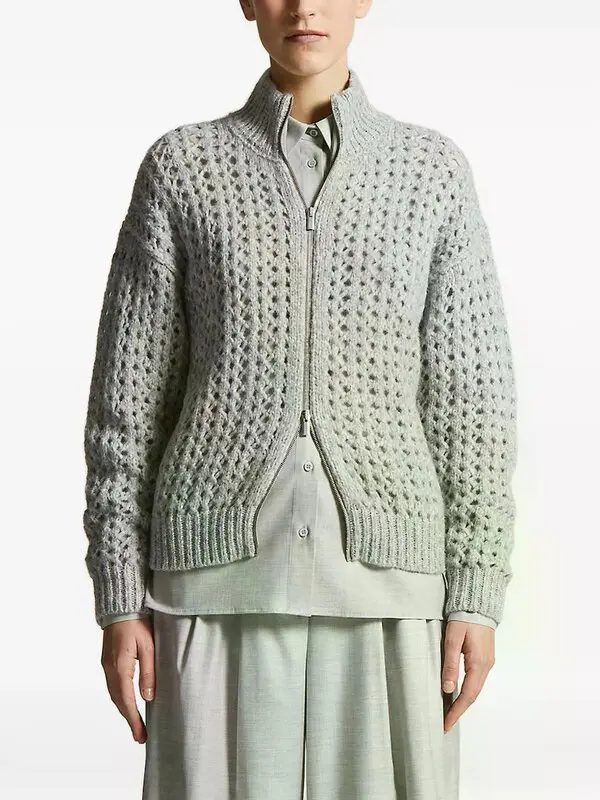 Peserico High-neck Open-knit Cardigan