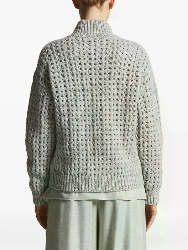 Peserico High-neck Open-knit Cardigan