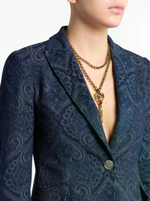 Etro Jacquard Paisley Blazer - Blue