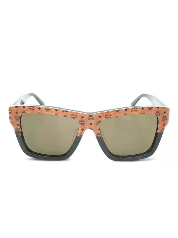 Mcm Logo-plaque Square-frame Sunglasses - Brown