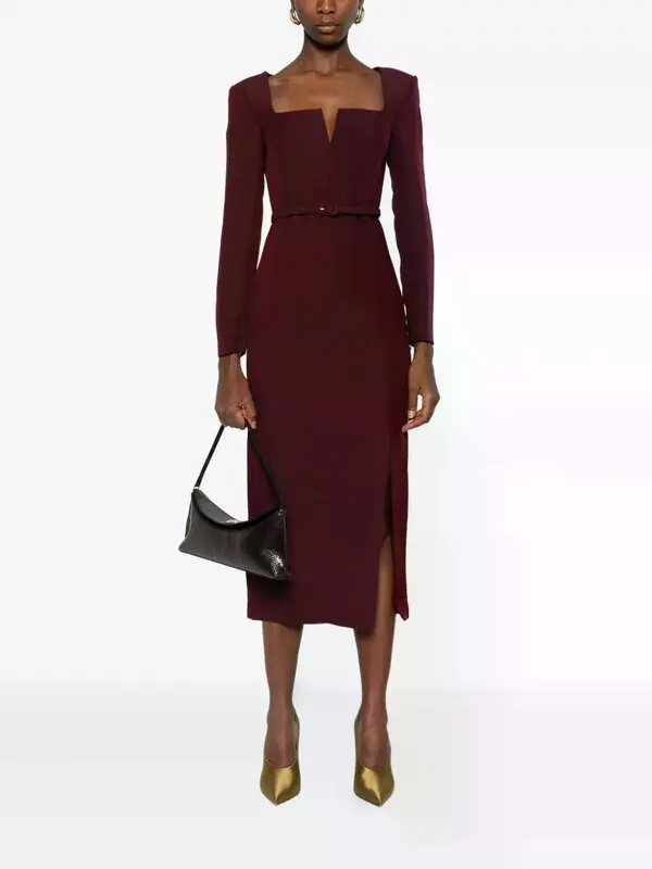Roland Mouret Square-neck Belted Midi Dress