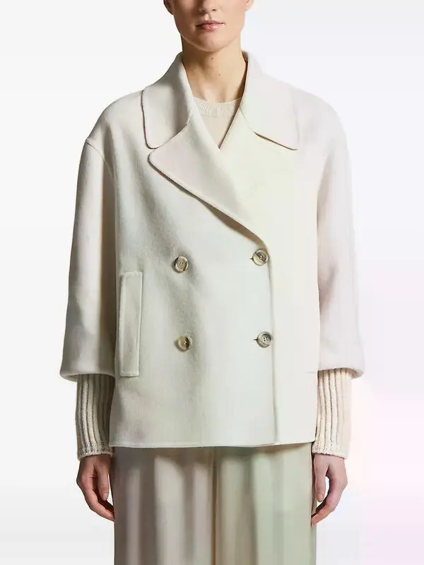 Peserico Double-breasted Coat With Ribbed Cuffs