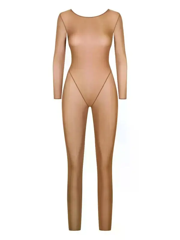 MAISON CLOSE French Kiss Light Open-back Long-sleeve Jumpsuit - Neutrals