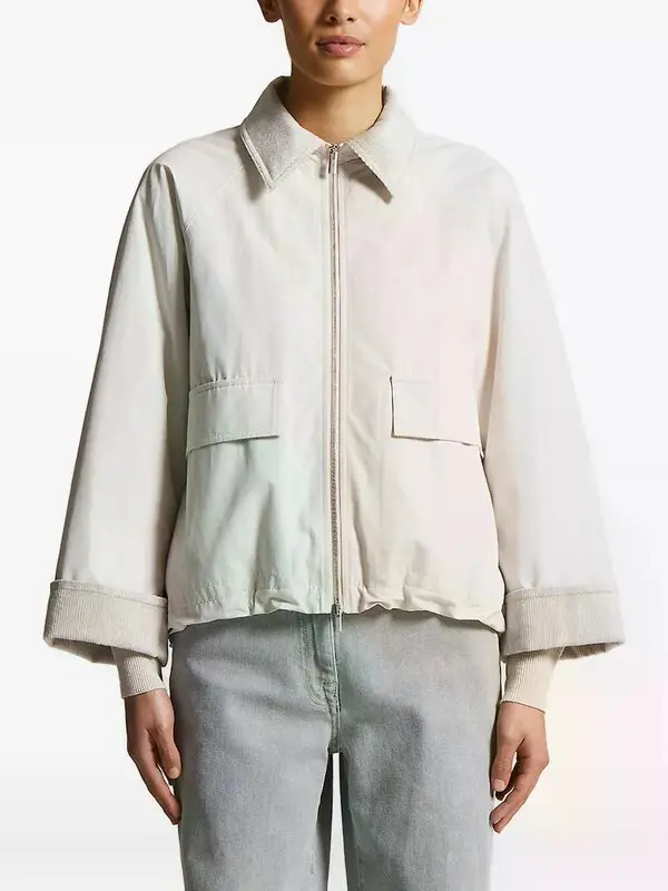 Peserico Corduroy-collar Zip-front Jacket - Neutrals