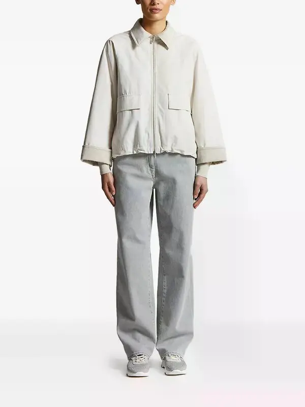 Peserico Corduroy-collar Zip-front Jacket - Neutrals