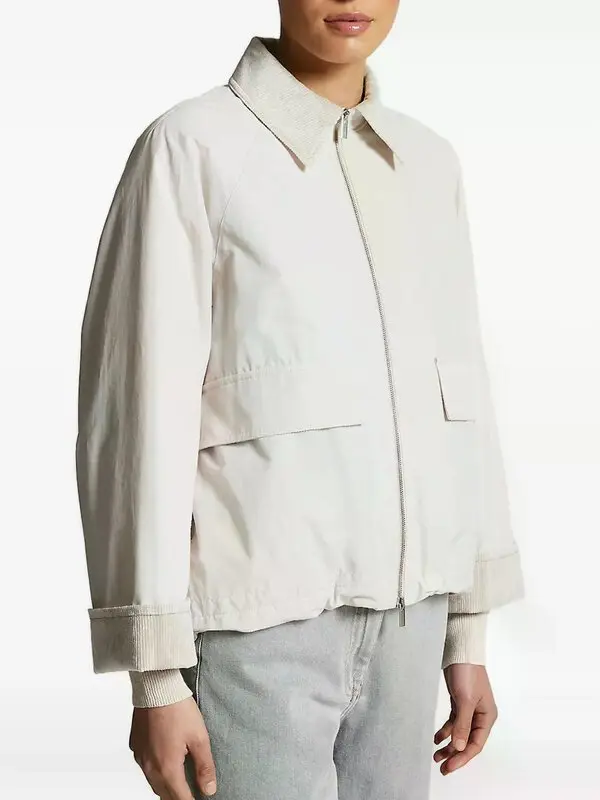 Peserico Corduroy-collar Zip-front Jacket - Neutrals