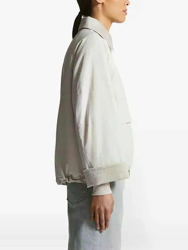 Peserico Corduroy-collar Zip-front Jacket - Neutrals