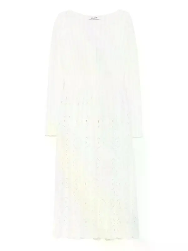 ANTONINO VALENTI Eyelet Pleated Midi Dress - White