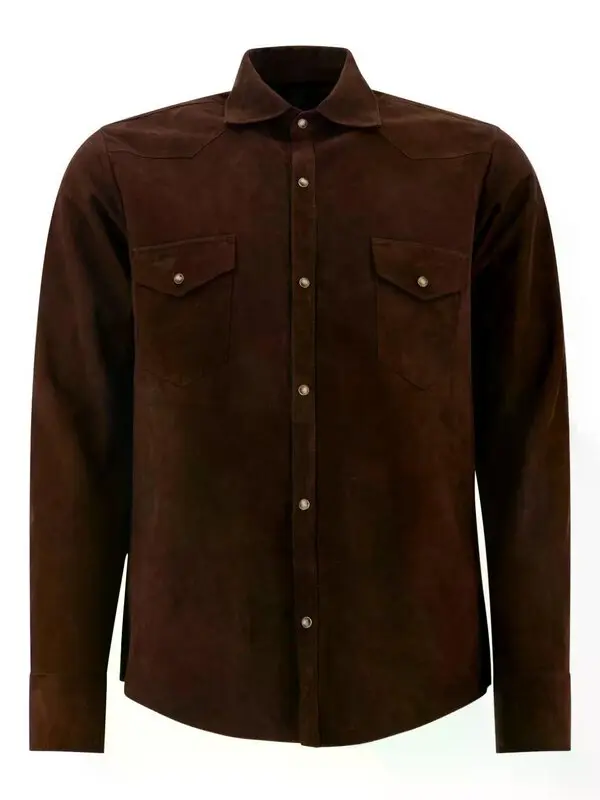 Tagliatore Suede Leather Flap-pocket Shirt
