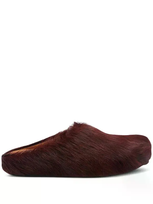 Marni Long Hair Calfskin Fussbett Sabots - Red