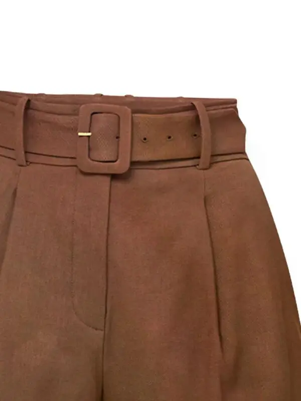 Veronica Beard Belted Pleat-detail Shorts - Brown