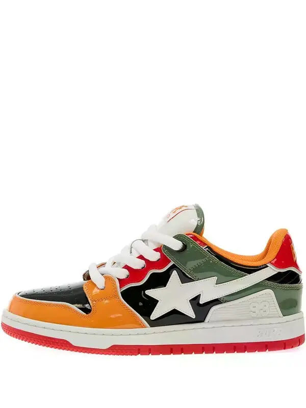 A BATHING APE Sk8 #1 Star-patch Patent-leather Sneakers - Orange
