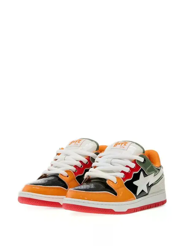 A BATHING APE Sk8 #1 Star-patch Patent-leather Sneakers - Orange