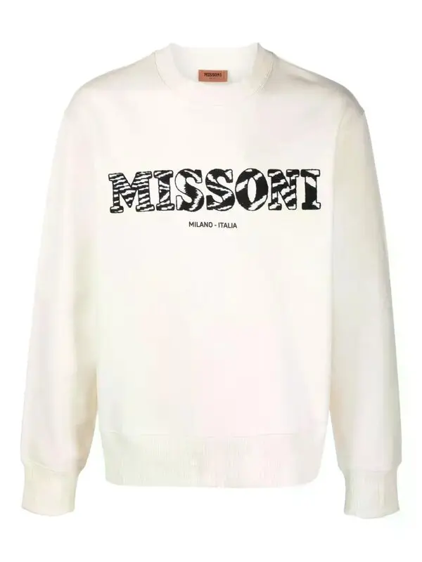 Missoni Logo Cotton Sweatshirt - Neutrals