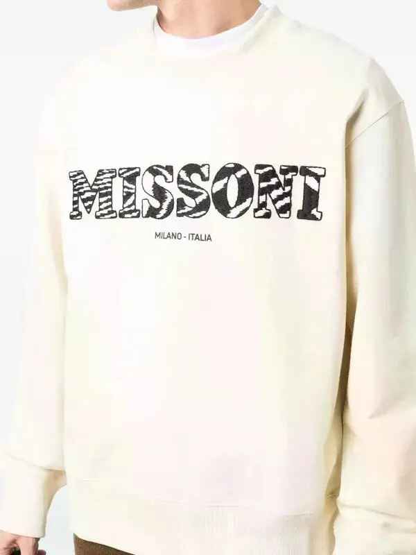 Missoni Logo Cotton Sweatshirt - Neutrals