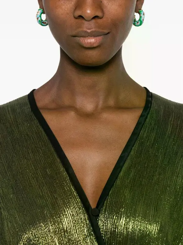 FORTE_FORTE Metallic Wrap-effect Top - Green