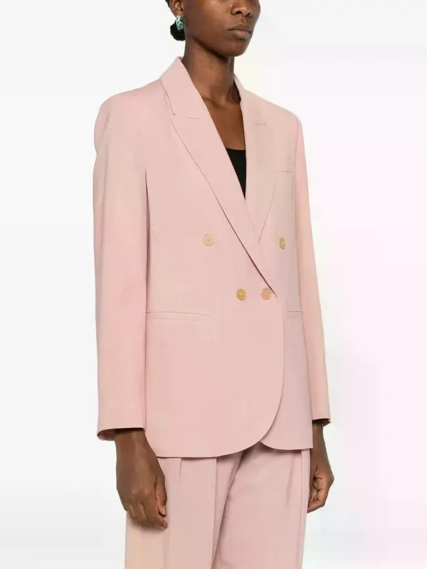 FORTE_FORTE Double-breasted Wool Jacket - Pink