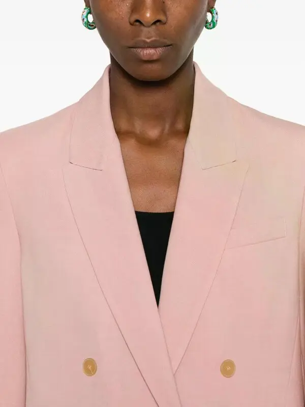 FORTE_FORTE Double-breasted Wool Jacket - Pink