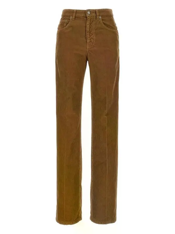 Saint Laurent Pleat-detail Corduroy Trousers - Brown