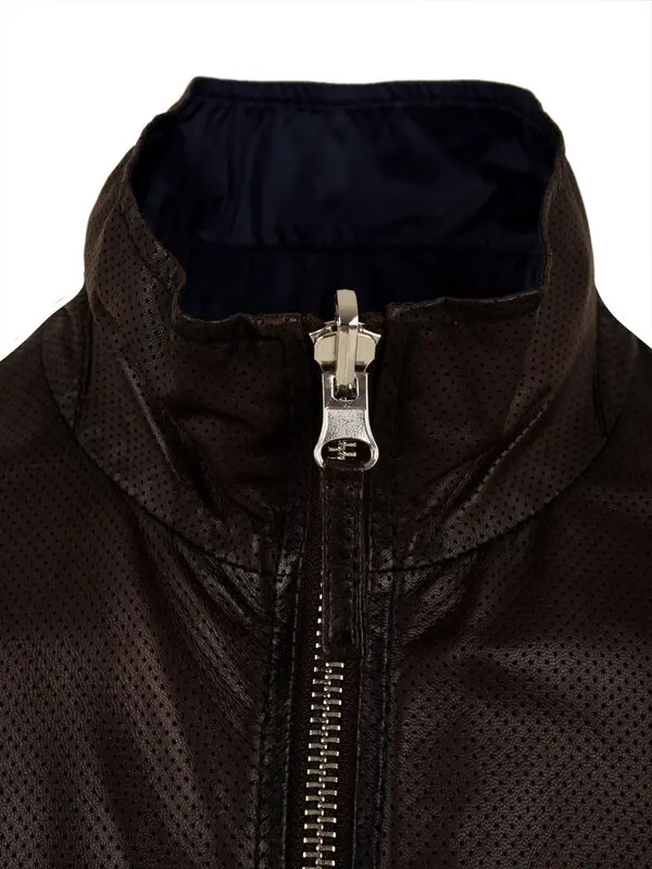 THE JACK LEATHERS Leather Zip-up Jacket - Dark Brown