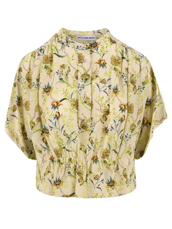 ATTIC AND BARN Printed Shirt - Beige/lime/blu