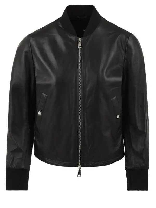 Add Leather Zip-up Jacket - Black