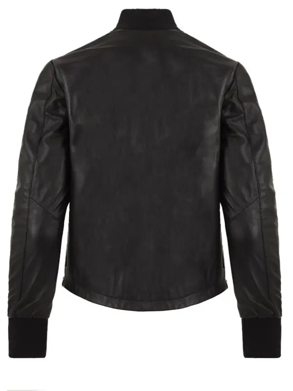 Add Leather Zip-up Jacket - Black
