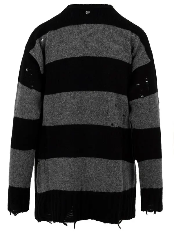 ANIYE BY Striped Distressed Sweater