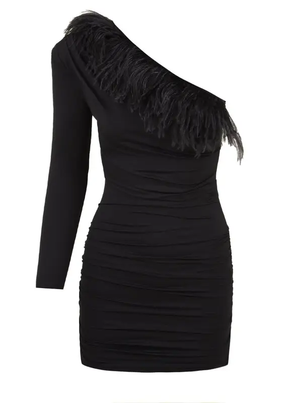 ANIYE BY One-shoulder Feathered Dress