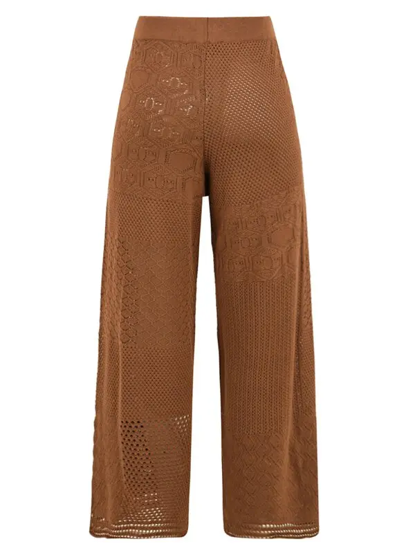 AKEP Crochet Palazzo Pants - Brown