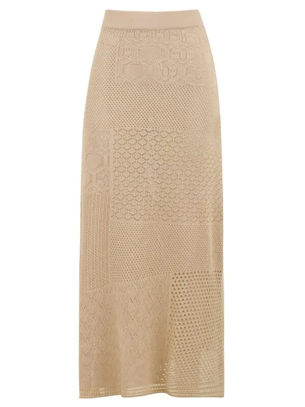 AKEP Knitted Lace Stitch Long Skirt