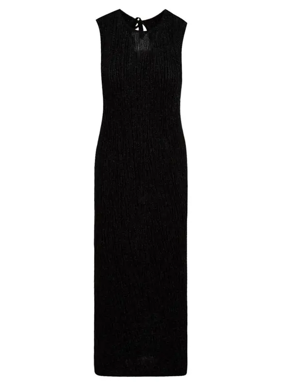 AKEP Ribbed American Neckline Long Dress