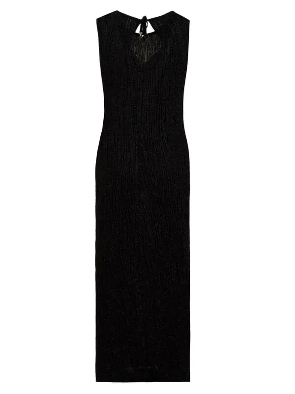 AKEP Ribbed American Neckline Long Dress